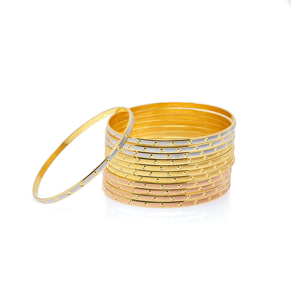 22K MULTI-COLORED GOLD 12 PIECE SET BANGLES – Omar Jewelers